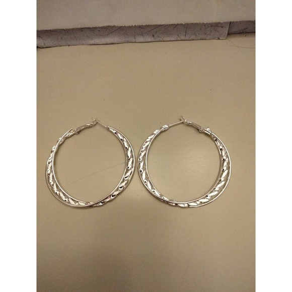 Jewelry | Silver Leaf Braid 2 Hoop Pierced Earrings | Poshmark